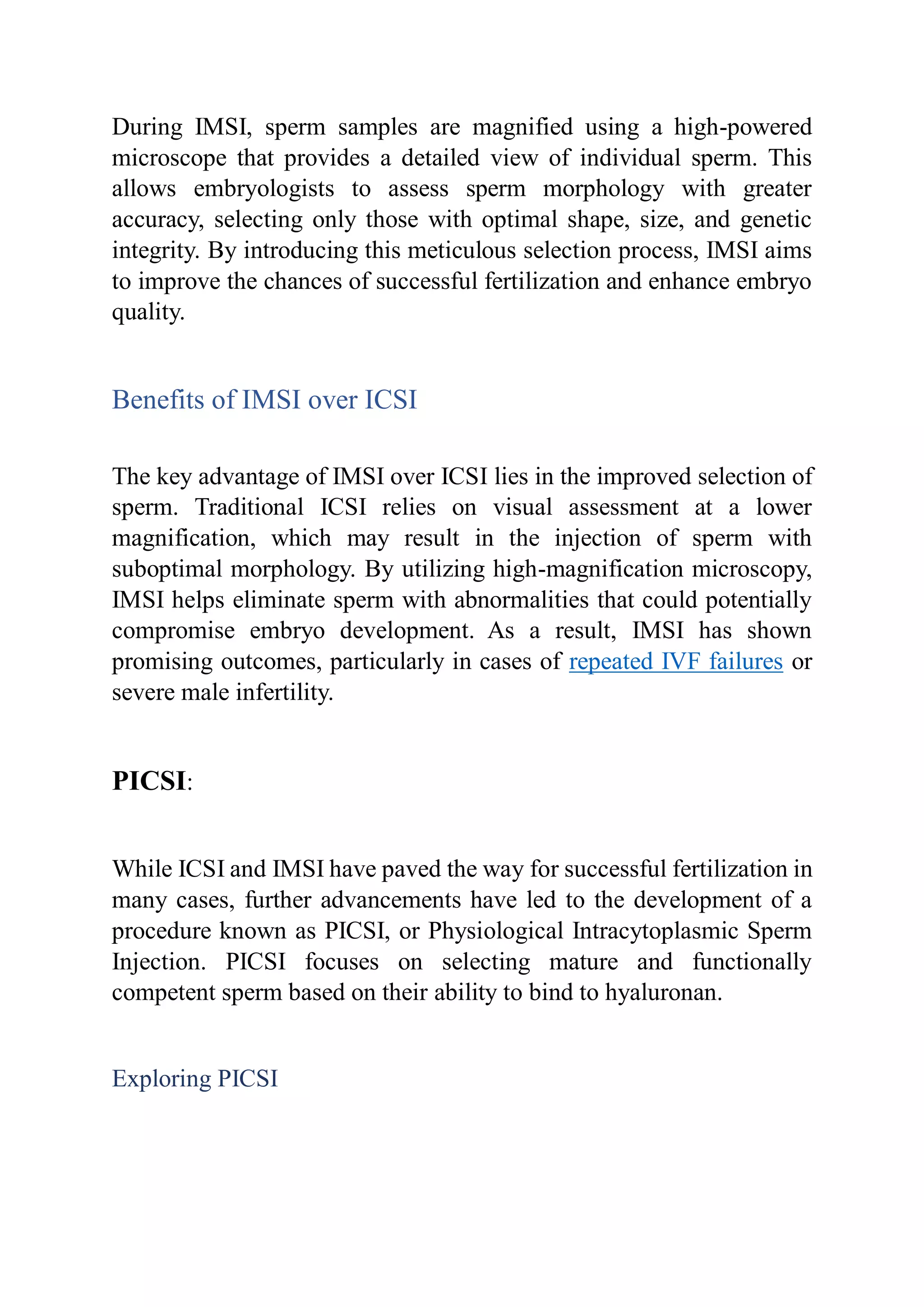 ICSI, IMSI, PICSI Procedure: Improving Success in Assisted Reproductive ...