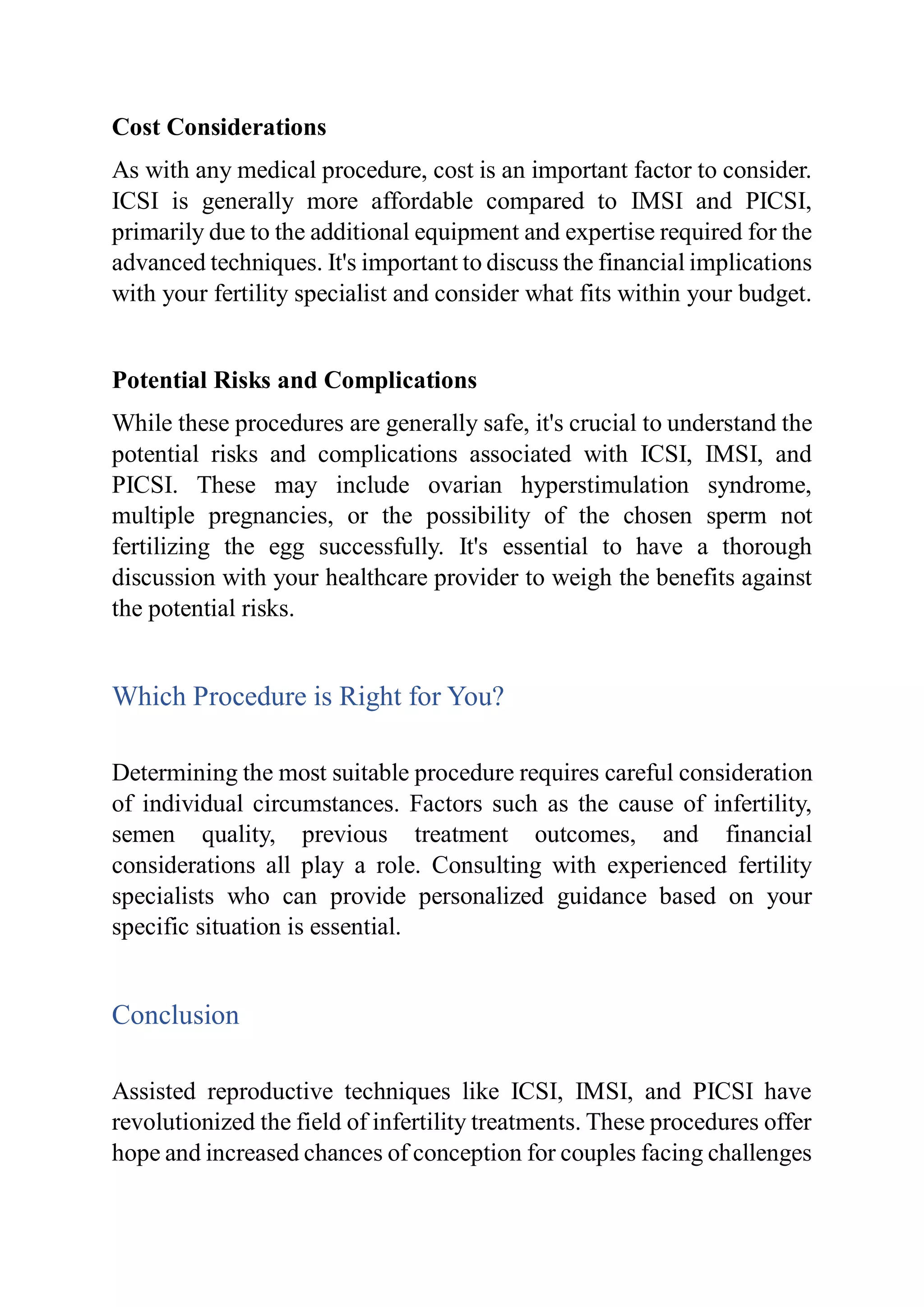 ICSI, IMSI, PICSI Procedure: Improving Success in Assisted Reproductive ...