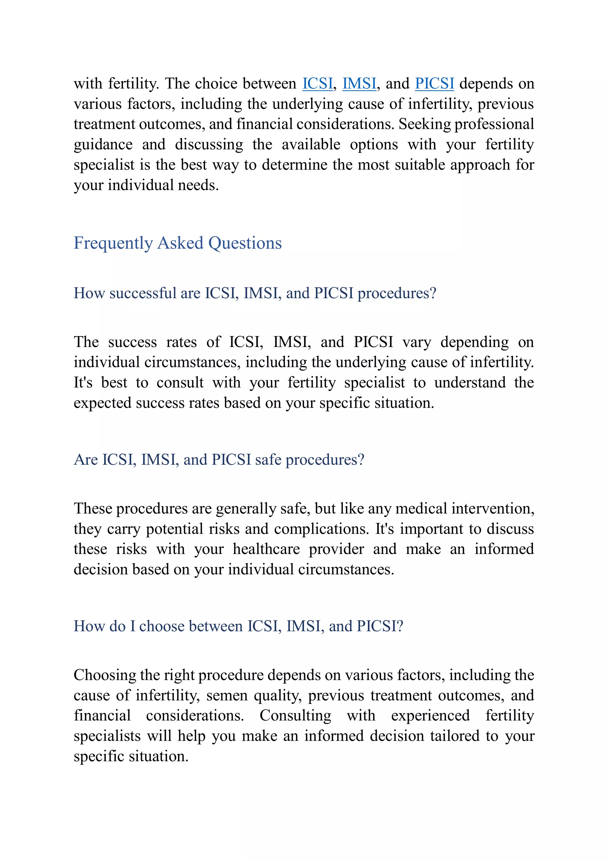 ICSI, IMSI, PICSI Procedure: Improving Success in Assisted Reproductive ...
