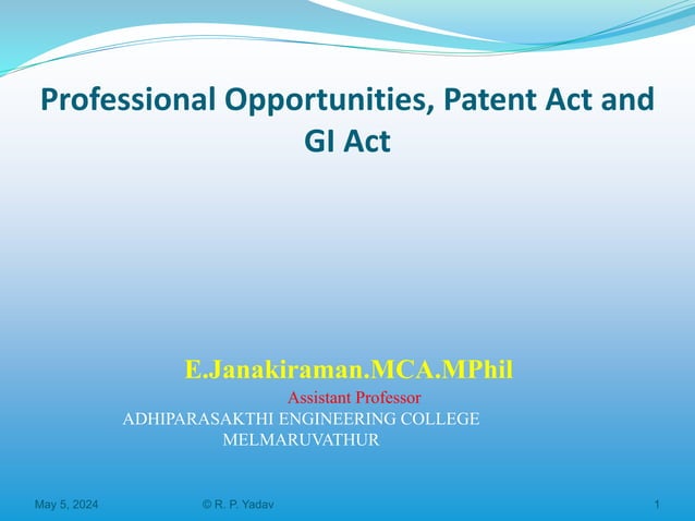 ICSI_ProfessionalOpportunitiesPatentActandGIAct.ppt