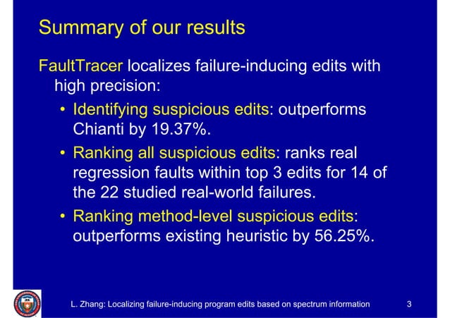 Faults and Regression testing - Localizing Failure-Inducing Program ...