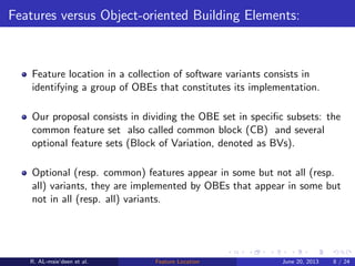 Feature location in a collection of software product variants using formal concept analysis ...