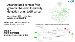 An annotated context-free grammar based vulnerability detection using LALR parser | PPTX