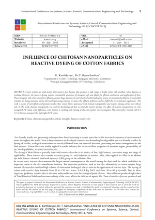 INFLUENCE OF CHITOSAN NANOPARTICLES ON REACTIVE DYEING OF COTTON FABRICS | PDF | Chemistry | Science
