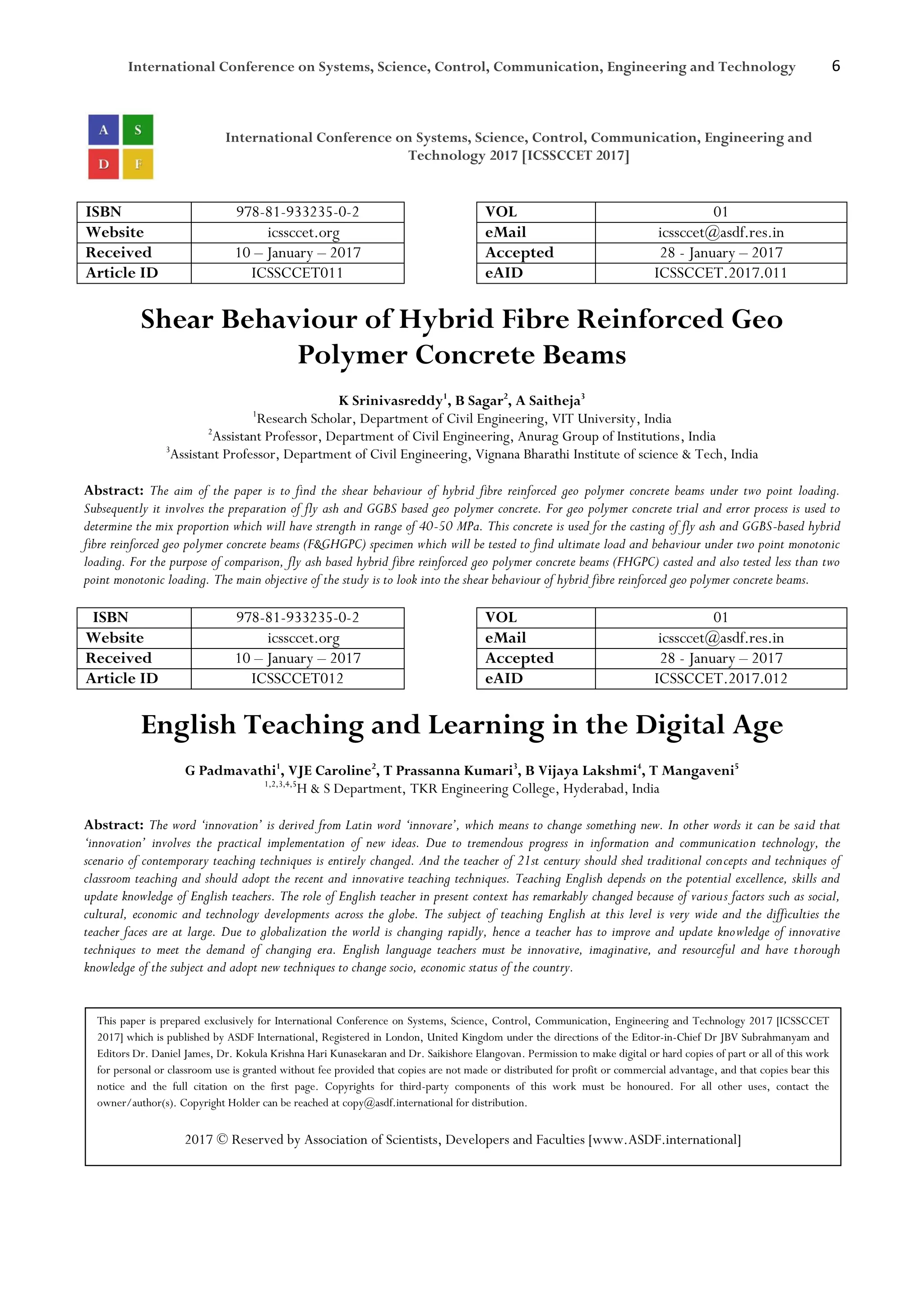 Shear Behaviour of Hybrid Fibre Reinforced Geo Polymer Concrete Beams | PDF