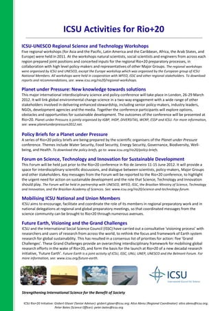 ICSU Rio+20 info sheet | PDF