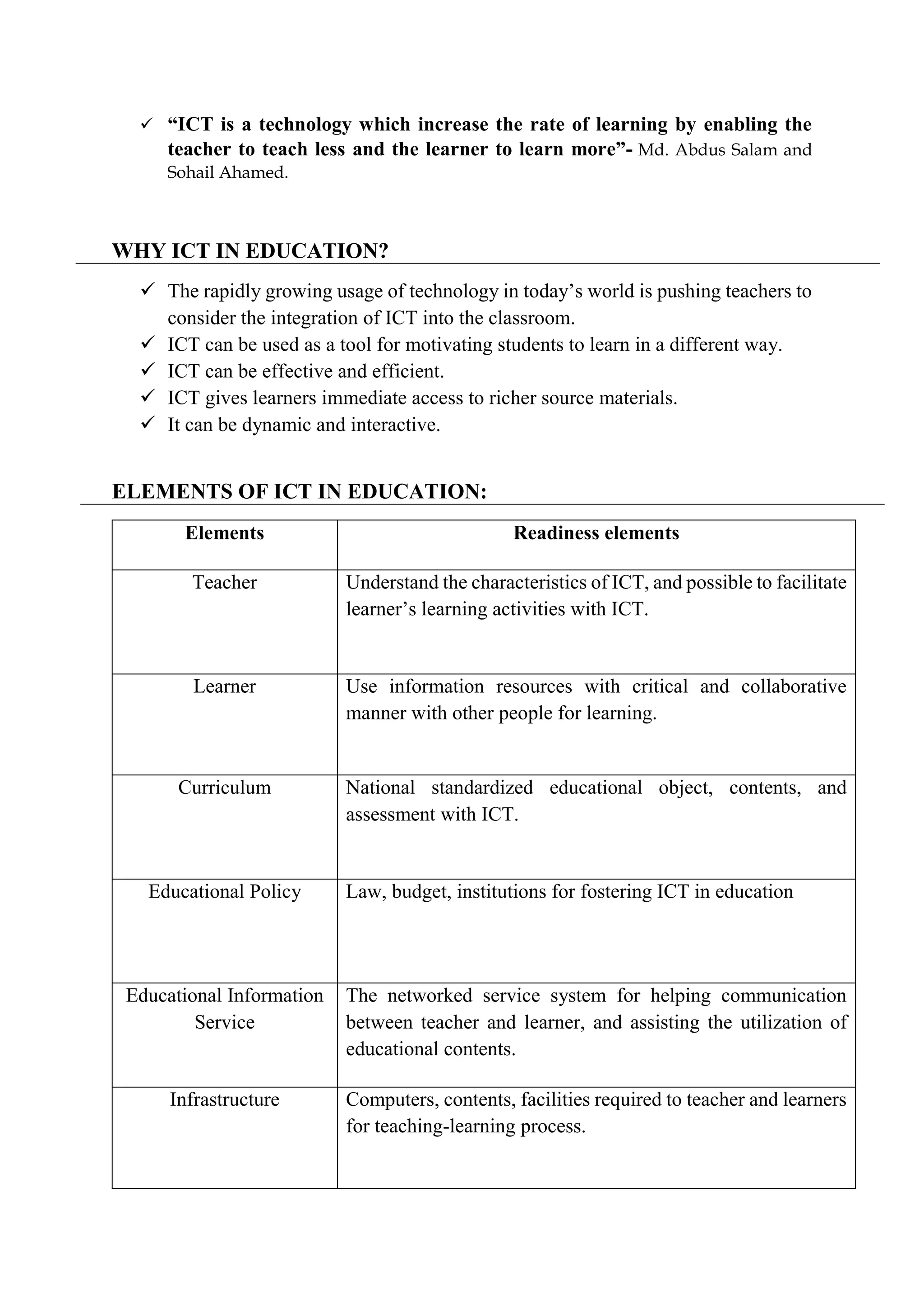 Use of ICT in teaching and learning | PDF
