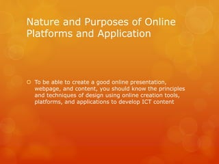 Online Platform Tools for ICT Content Development | PPTX