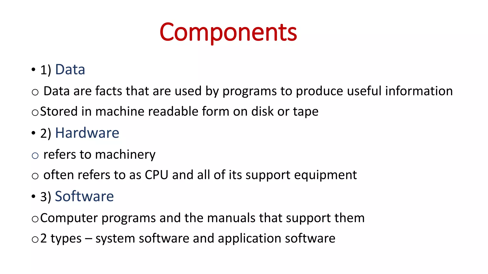 concept , types and components if information technology | PPT