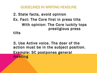 copy reading and headline writing | PPT