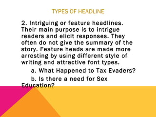 copy reading and headline writing | PPT
