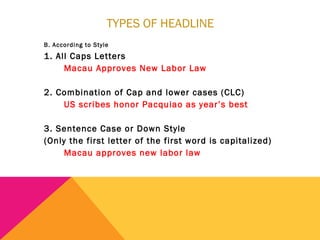 copy reading and headline writing | PPT