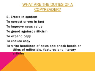 copy reading and headline writing | PPT