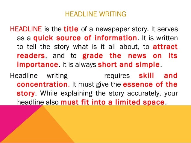 copy reading and headline writing