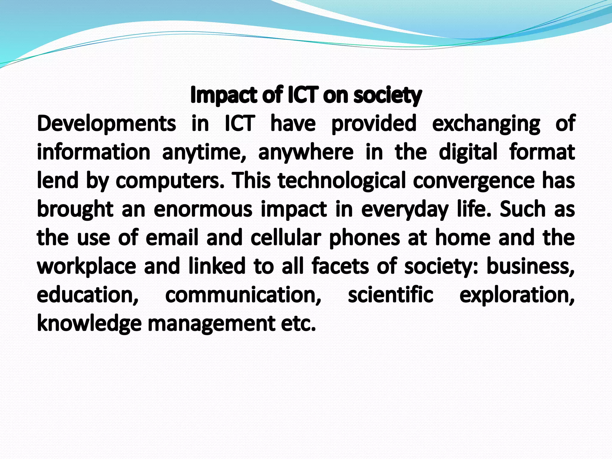 Impact of ICT on Society | PPTX