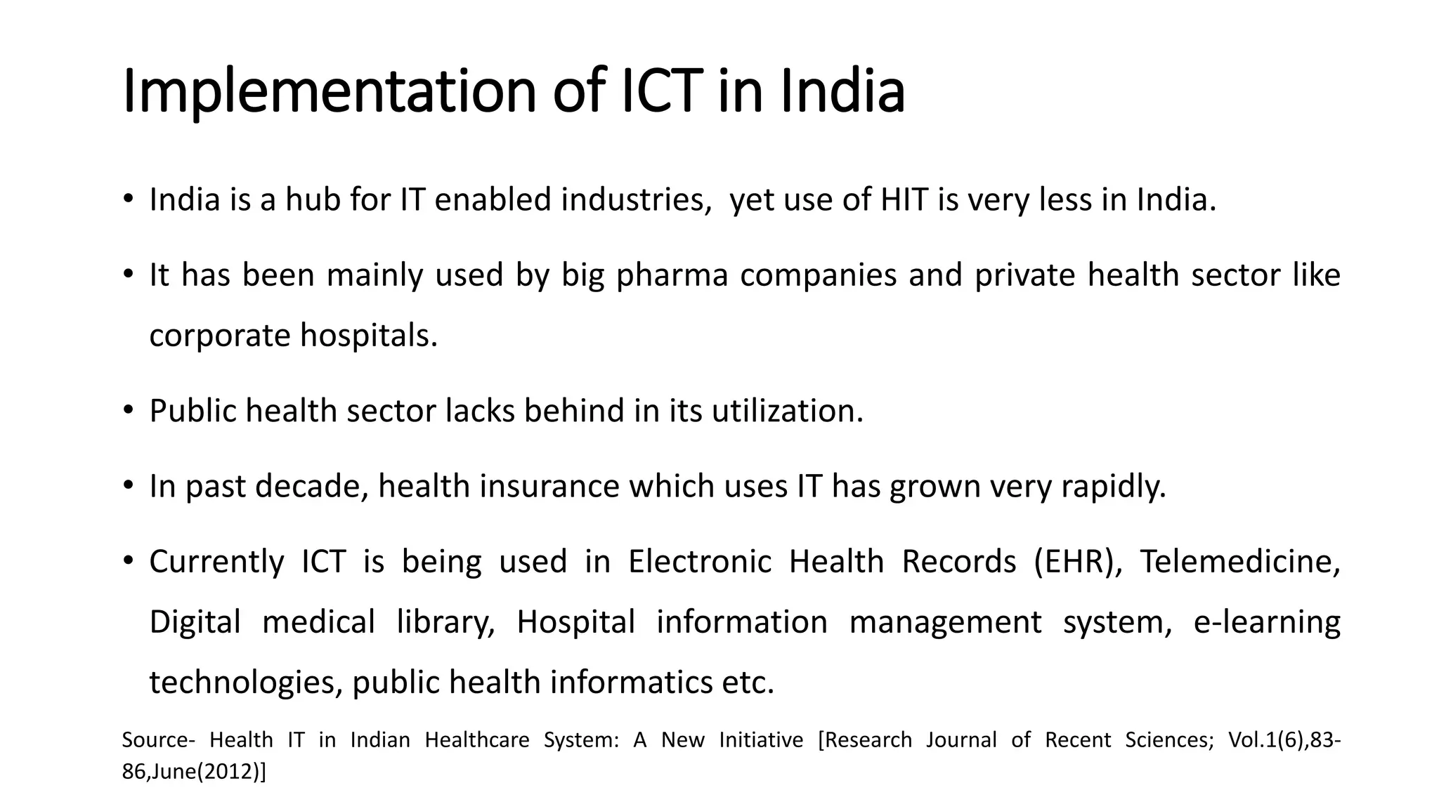 Information and Communication Technology ICT in Healthcare | PPTX