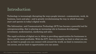 ICT: A Limitless Technology for Entrepreneurship | PPT