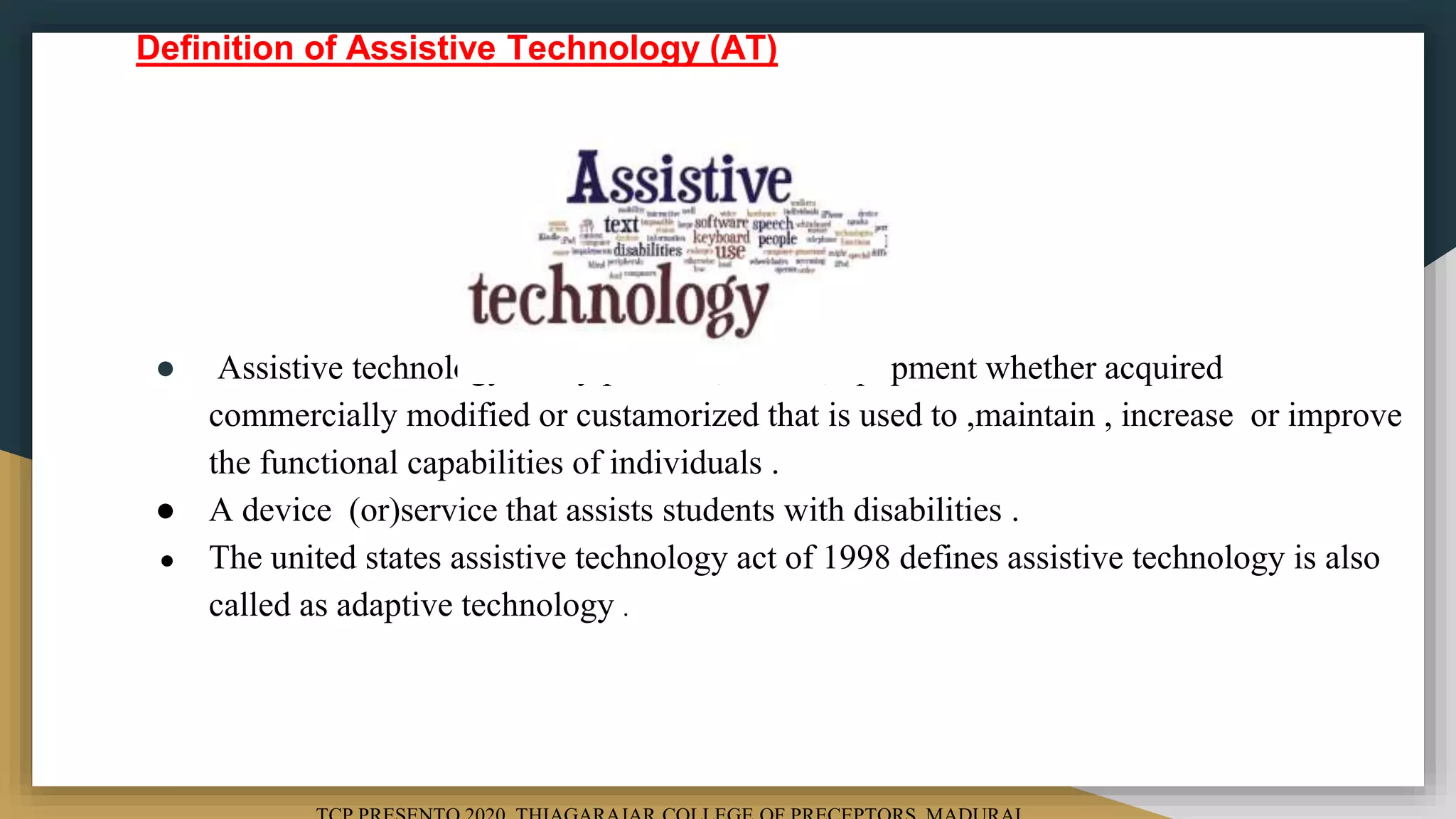 ASSISTIVE AND ADAPTIVE TECHNOLOGY IN INCLUSIVE EDUCATION | PPTX