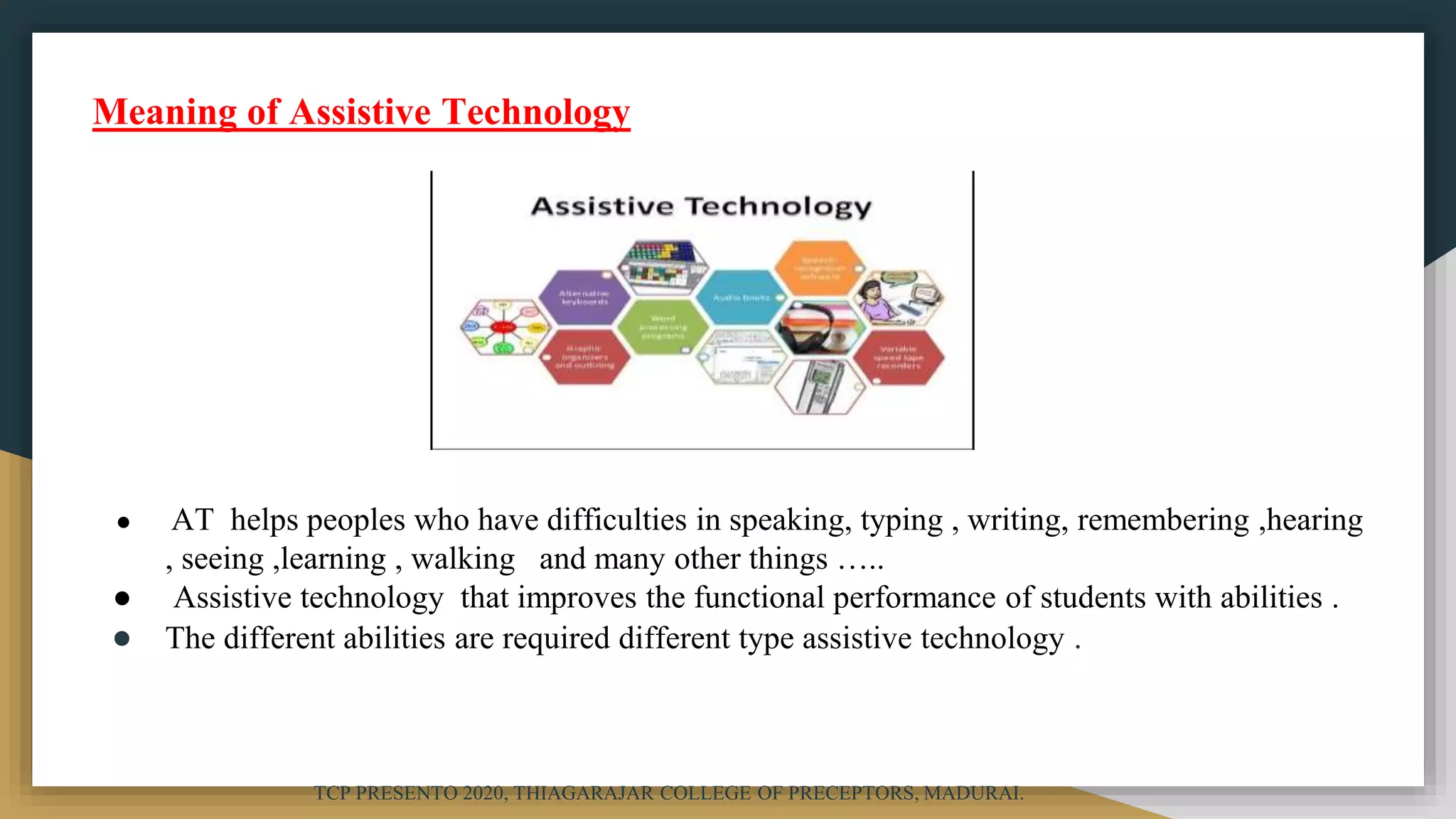 ASSISTIVE AND ADAPTIVE TECHNOLOGY IN INCLUSIVE EDUCATION | PPTX