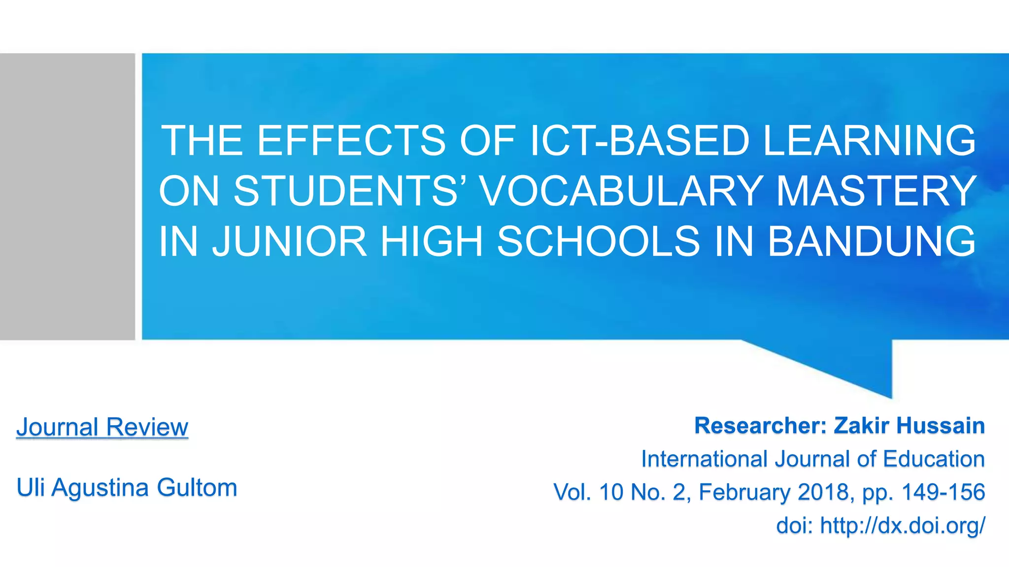 Journal Review of ICT-based learning to improve students' vocabulary | PPT