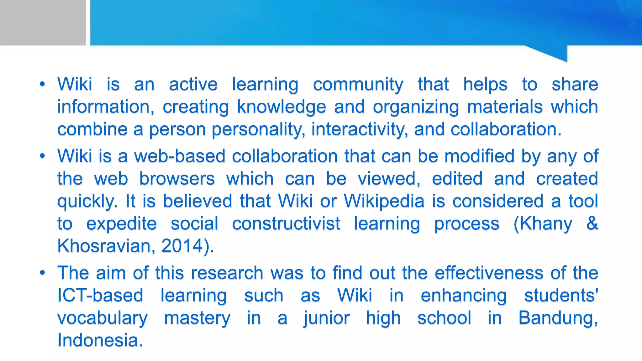 Journal Review of ICT-based learning to improve students' vocabulary | PPT