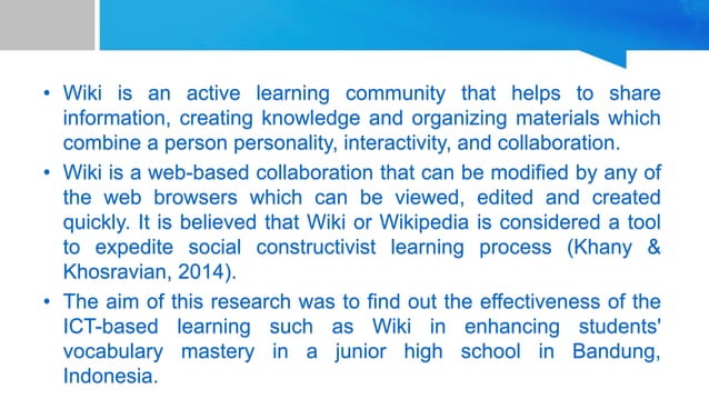 Journal Review of ICT-based learning to improve students' vocabulary | PPT