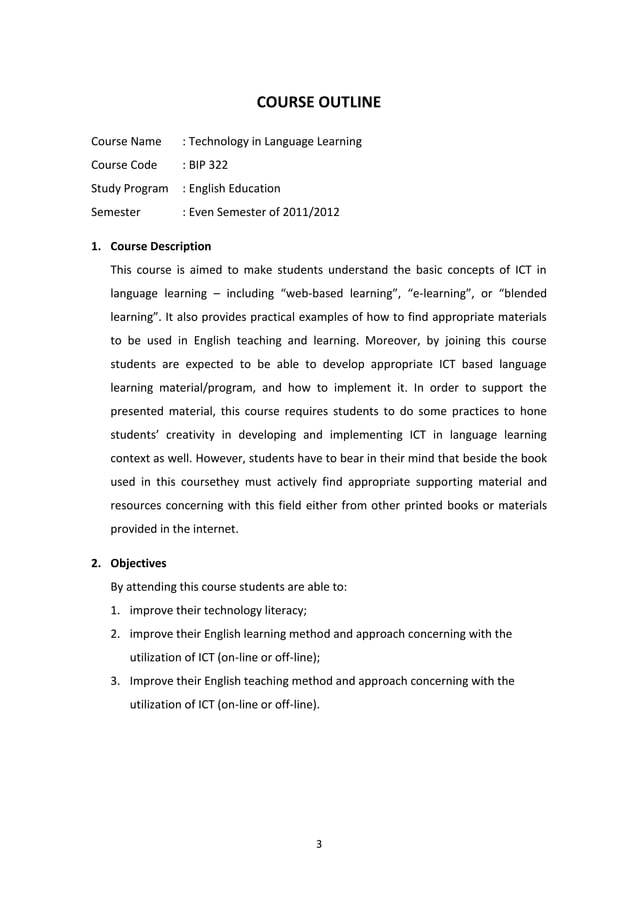 Ict course outline