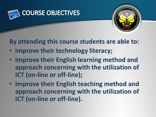 ICT in Language Learning - Course outline | PPTX | Education