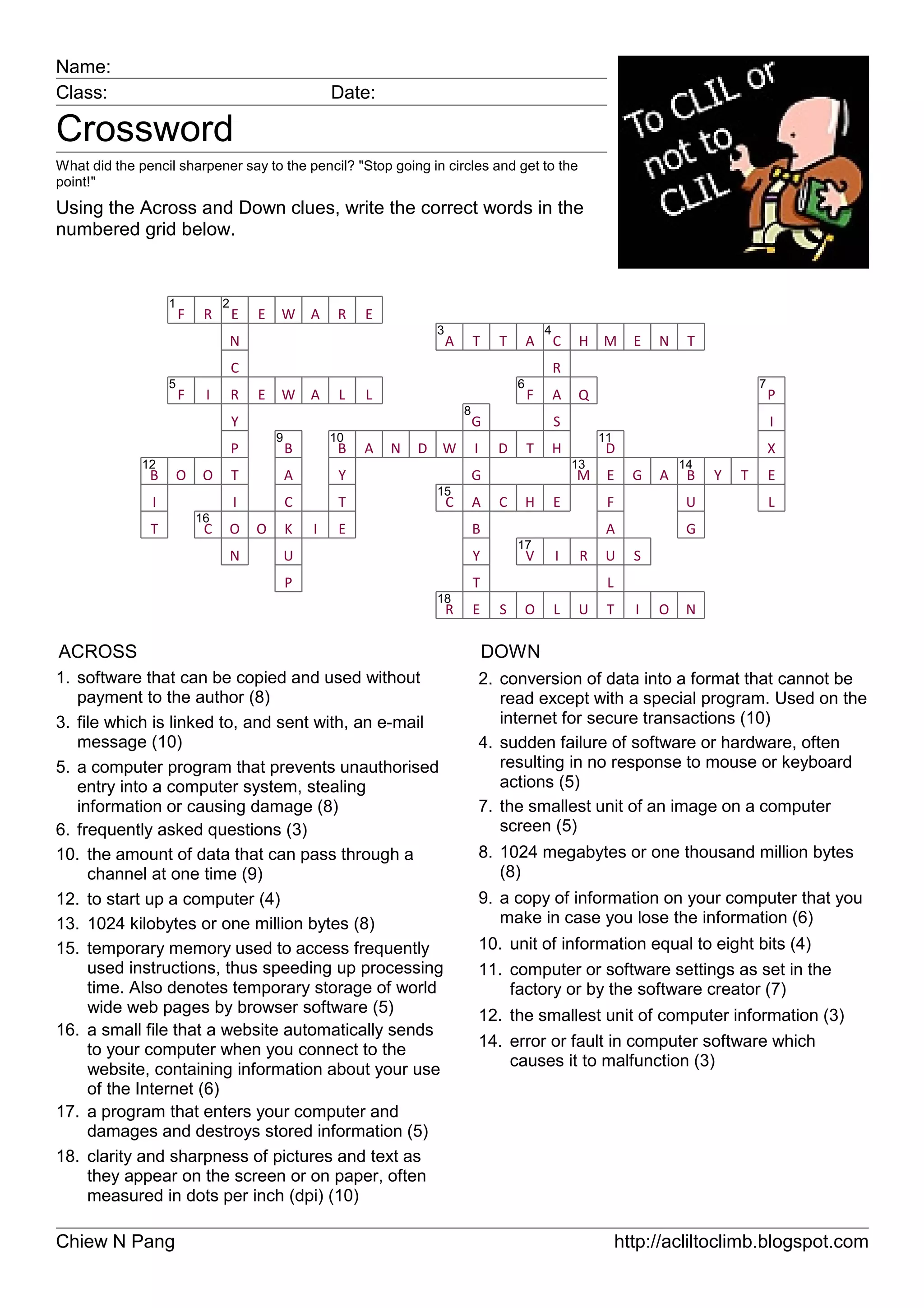 ICT Crossword (Key) | PDF