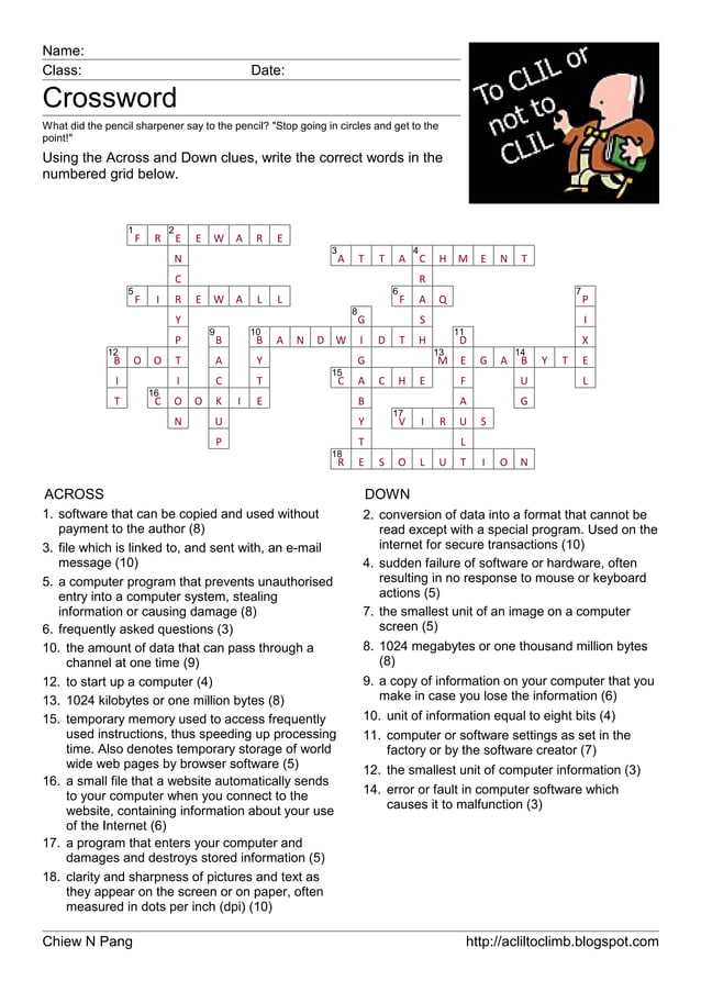 ICT Crossword (Key) | PDF