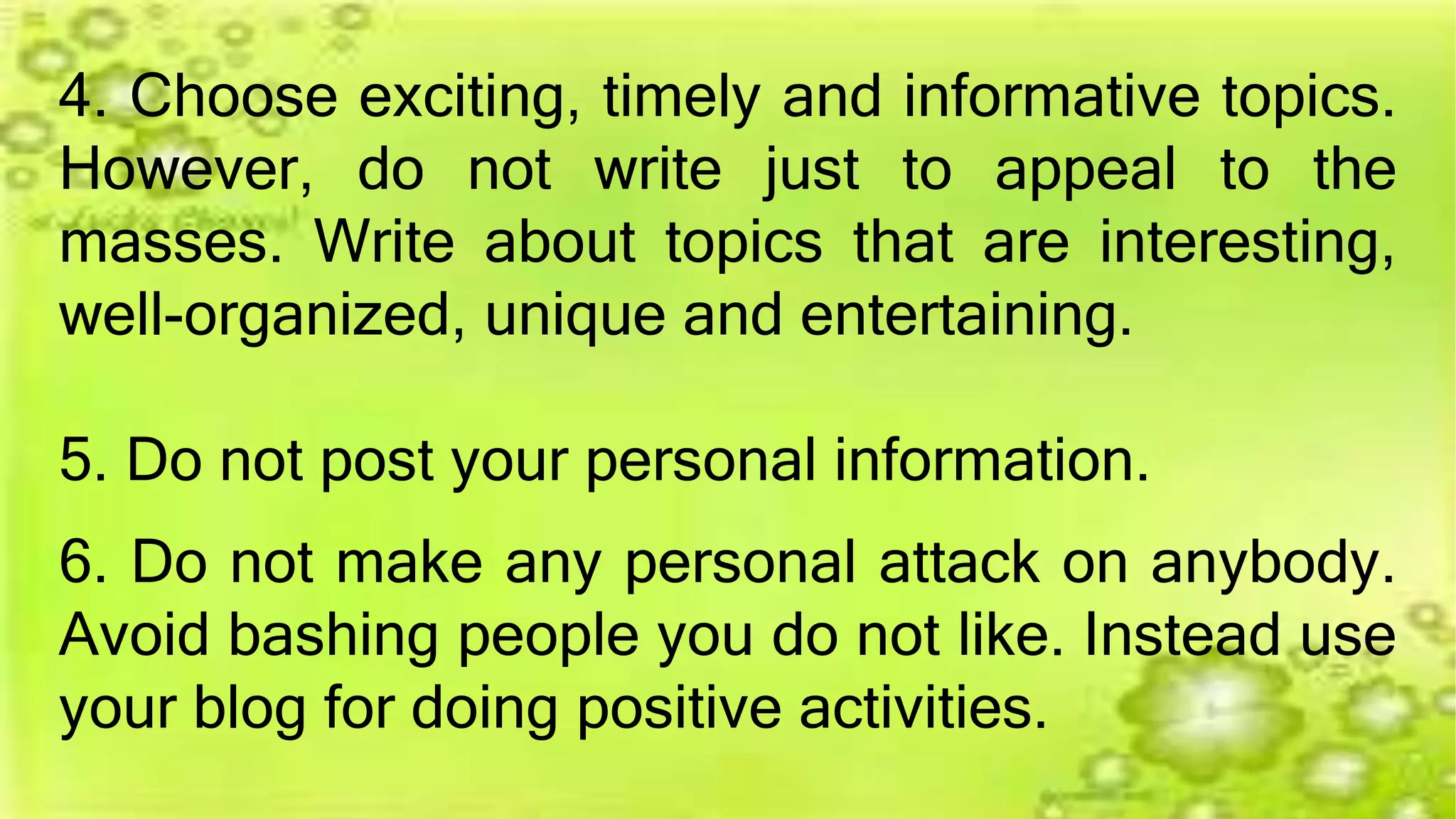 ICT- ENTRE-W3-POST AND SHARES MATERIALS ON BLOGS IN A SAFE AND ...