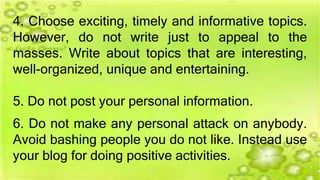 ICT- ENTRE-W3-POST AND SHARES MATERIALS ON BLOGS IN A SAFE AND ...