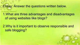ICT- ENTRE-W3-POST AND SHARES MATERIALS ON BLOGS IN A SAFE AND ...