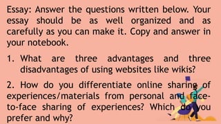 ICT- ENTRE-W3-POST AND SHARES MATERIALS ON WIKIS IN A SAFE AND ...