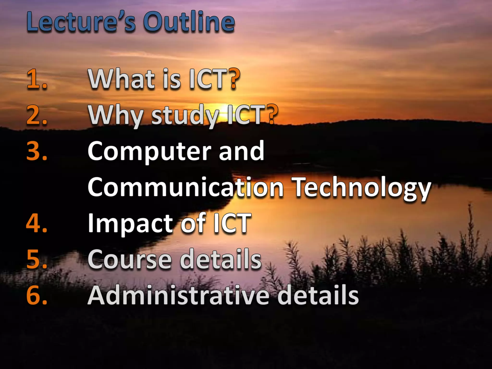 Fundamentals of ICT - Lecture 1 | PDF