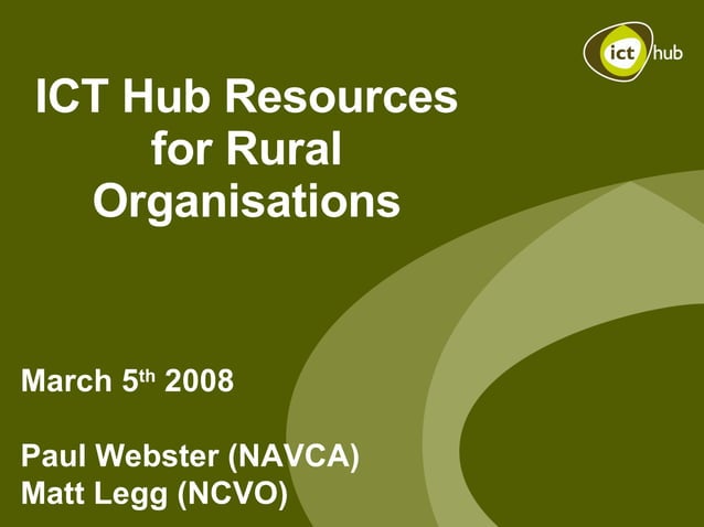 Ict Hub For Rural Orgs | PPT