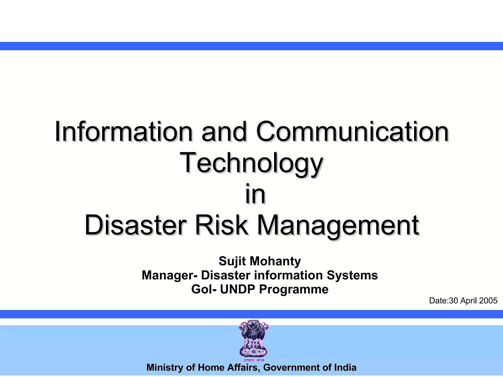 Ict In Disaster Risk Reduction India Case | PPT