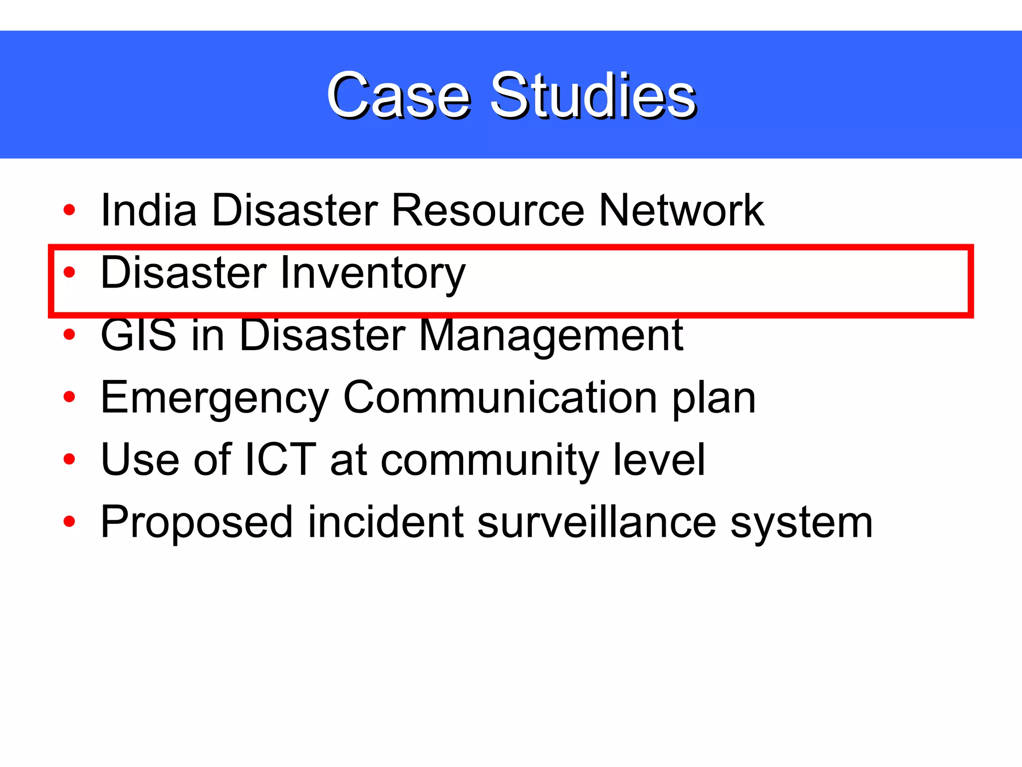 Ict In Disaster Risk Reduction India Case | PPT