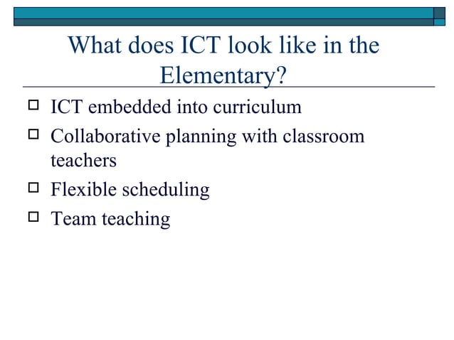 ICT in the Elementary School | PPT