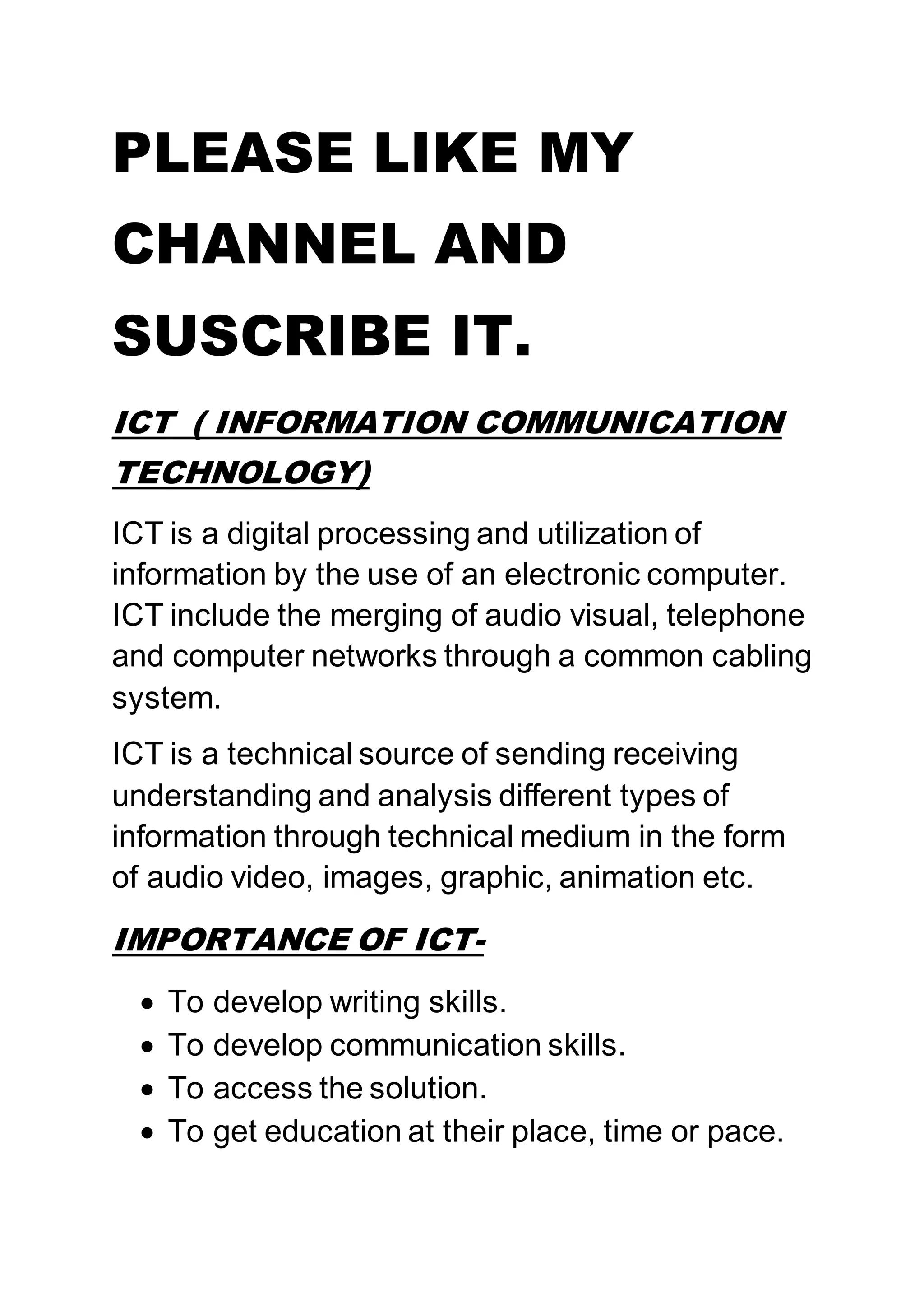 ICT- information communication technology | PDF