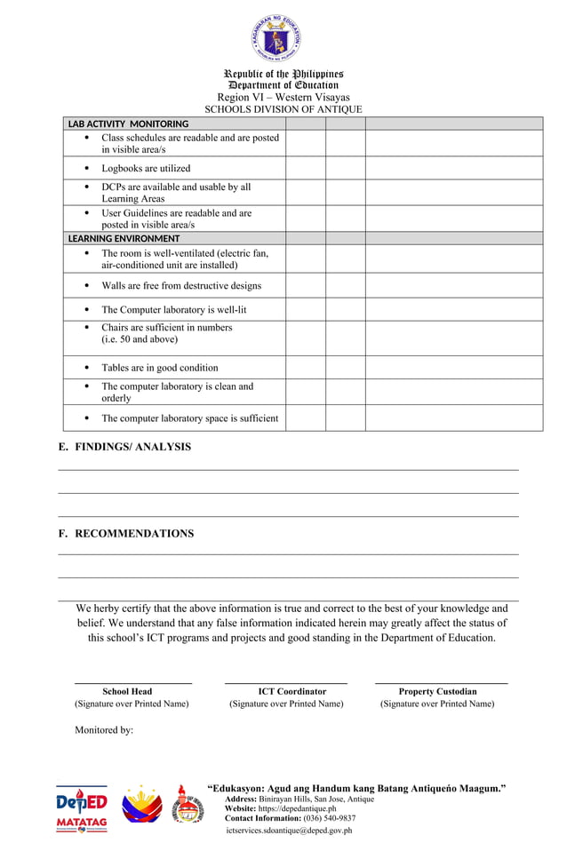ICT Monitoring Tool used for Technical Assistance | PDF