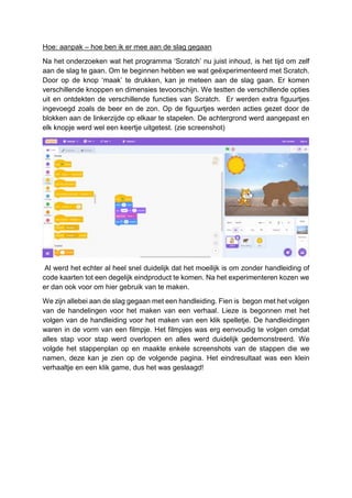 ICT - opdracht 5.docx verslag: werken met scratch | PDF