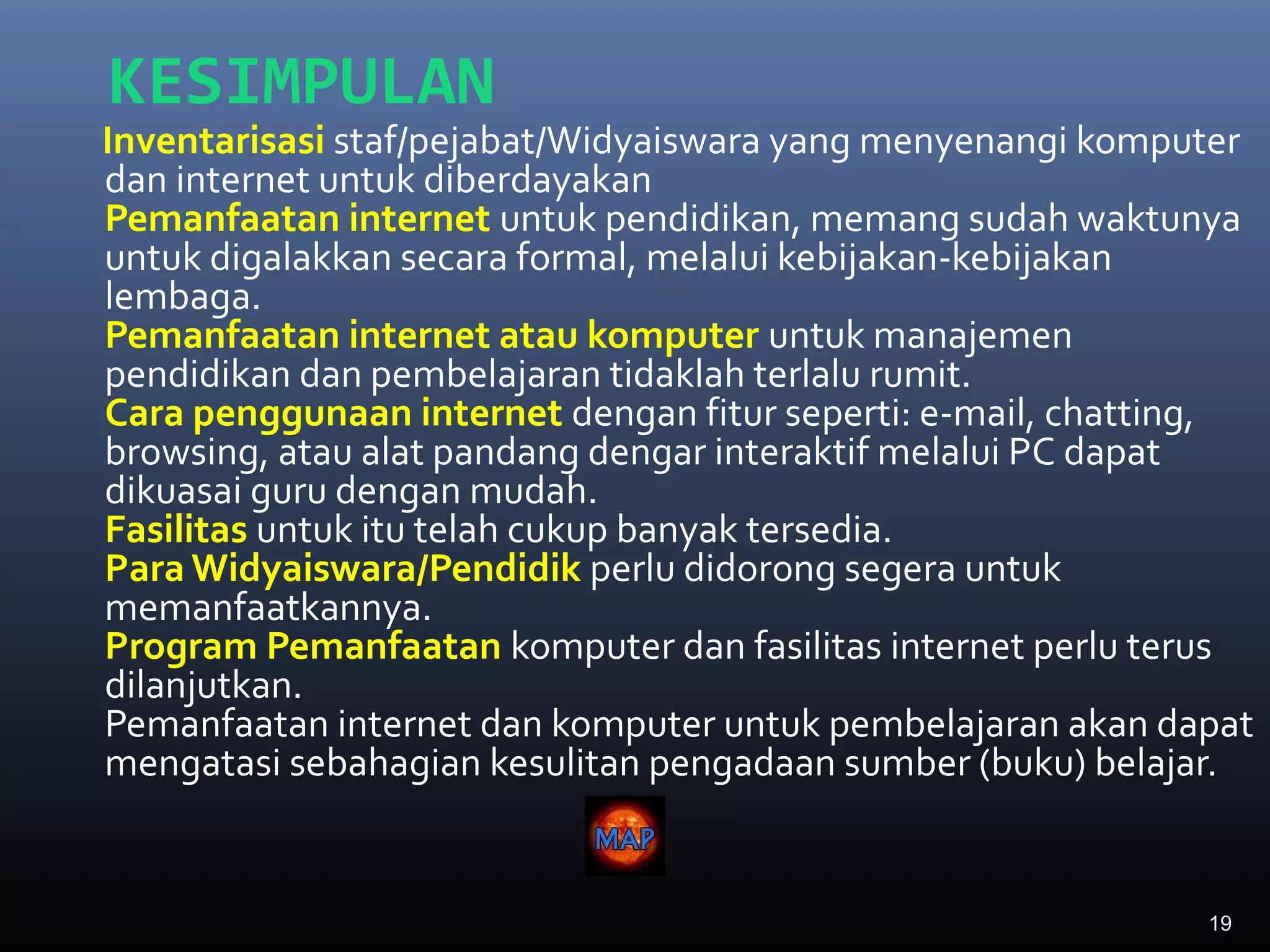 pemanfaatan internet dalam pembelajaran | PPT