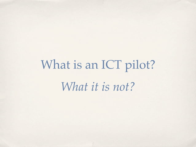 ICT in education: Setting criteria for the pilot schools | PPT