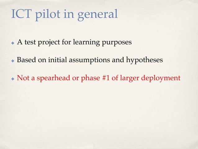 ICT in education: Setting criteria for the pilot schools | PPT