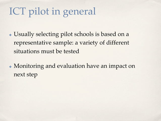 ICT in education: Setting criteria for the pilot schools | PPT