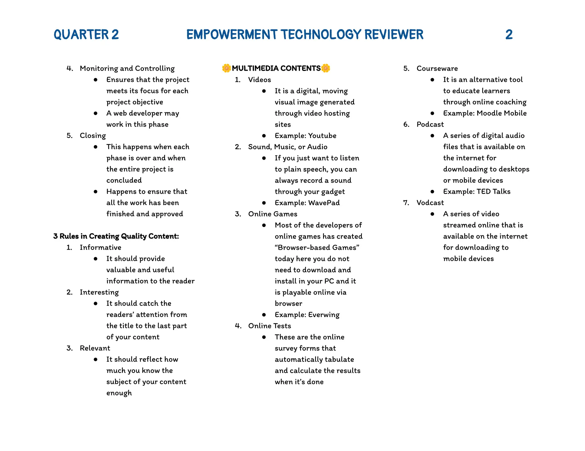 EMPOWERMENT TECHNOLOGY GRADE 11 QUARTER 2 REVIEWER | PDF