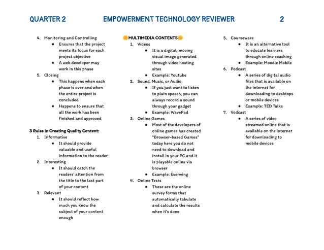 EMPOWERMENT TECHNOLOGY GRADE 11 QUARTER 2 REVIEWER | PDF | Technology & Computing