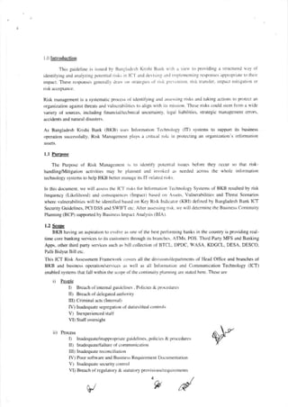 Krishi Bank ICT-Risk Management guideline | PDF