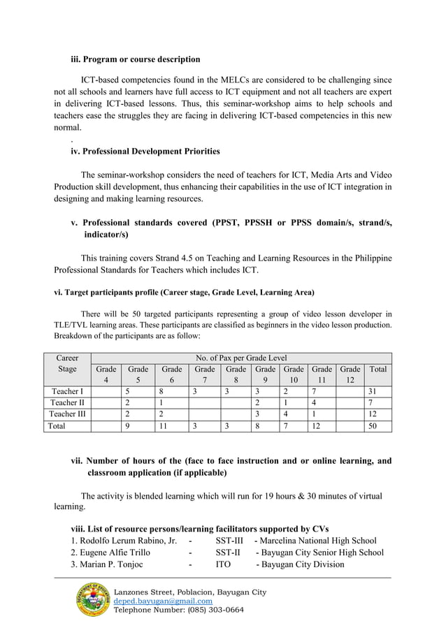 ICT-TLE Training Proposal | DOCX